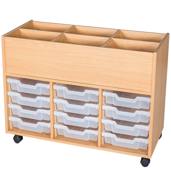 e4e - 12 Tray Mobile Book Trolley