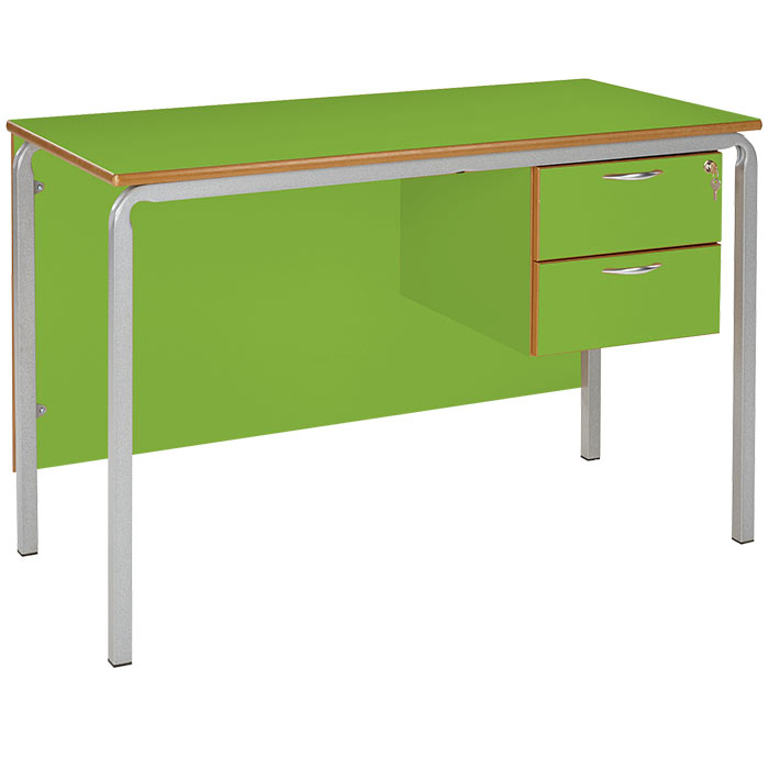 e4e - Crushed Bent Teachers Desk With MDF Edge - 2 Drawer Pedestal