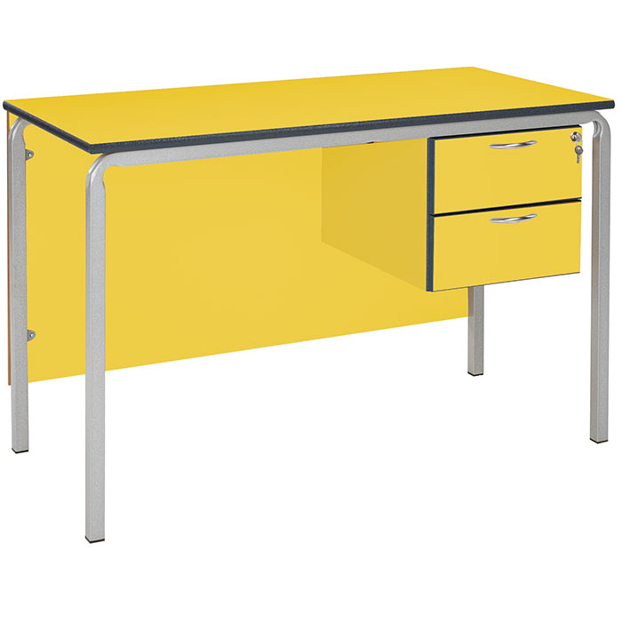 e4e - Crushed Bent Teachers Desk With PU Edge - 2 Drawer Pedestal