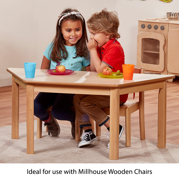 e4e - Trapezoid Melamine Top Wooden Table - 1120 x 560mm