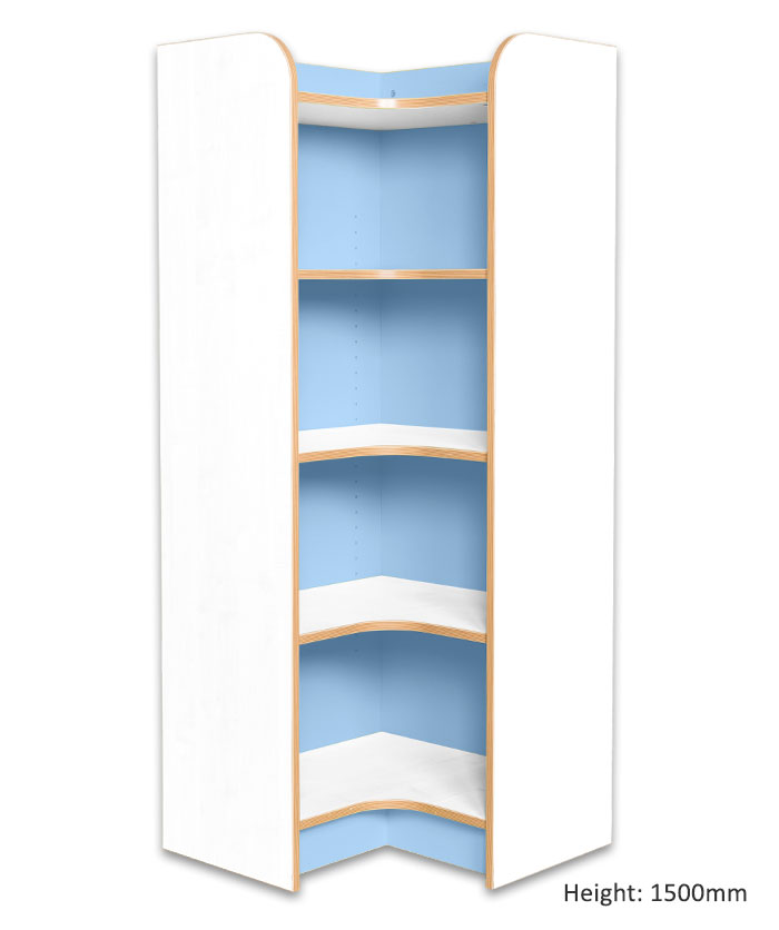 e4e - KubbyClass® Library Internal Corner Bookcase - Polar