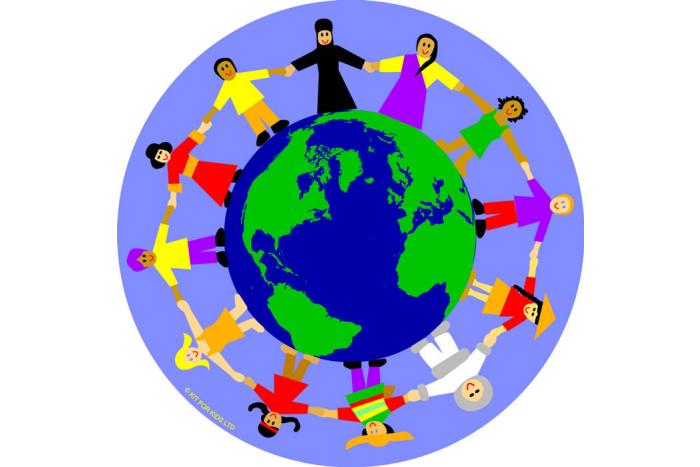 e4e - Children of the World™ Multi-Cultural Rug - Light Blue - 2m x 2m